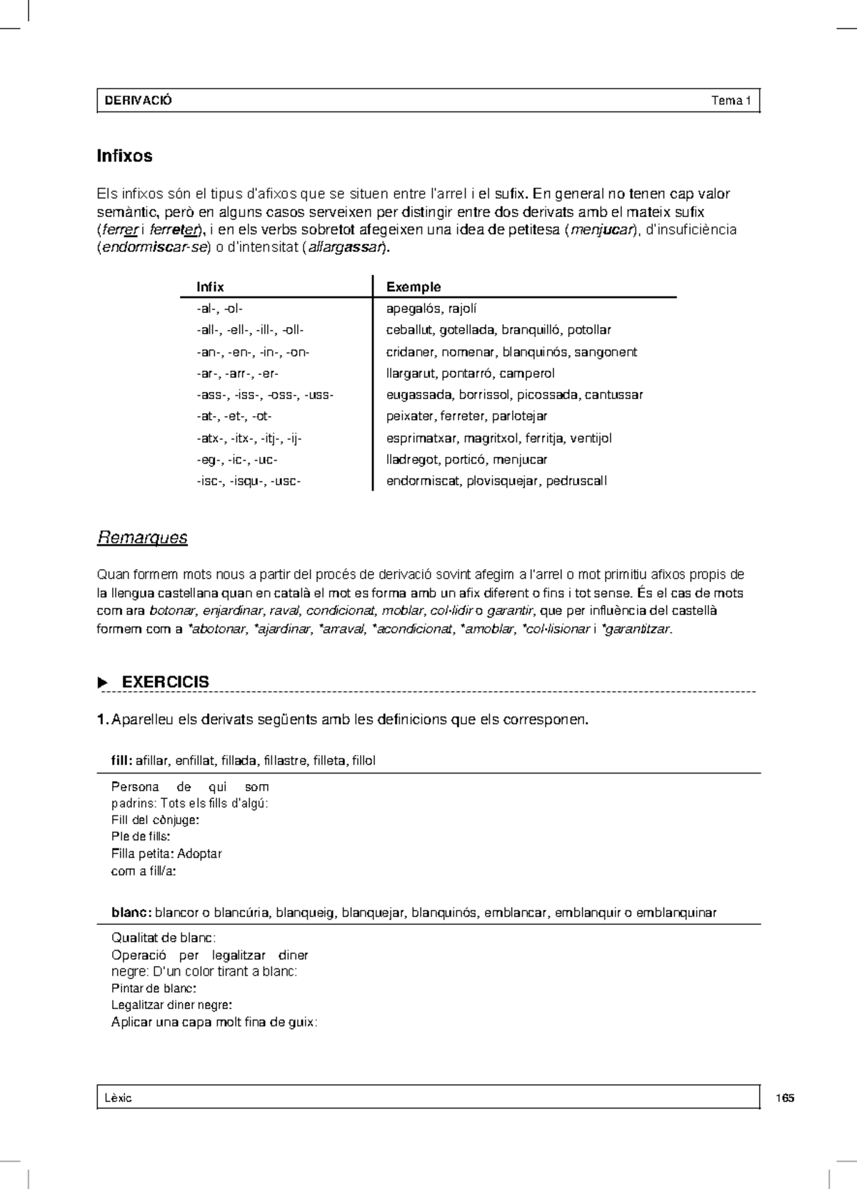 1.Exercicis Derivació - Infixos Els infixos són el tipus d’afixos que ...