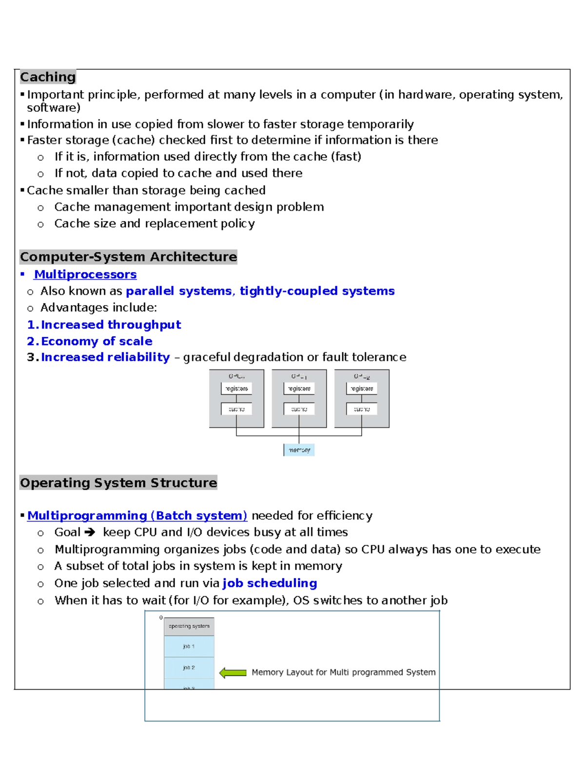computer information systems (CIS131) - Caching Important principle, performed at many levels in ...