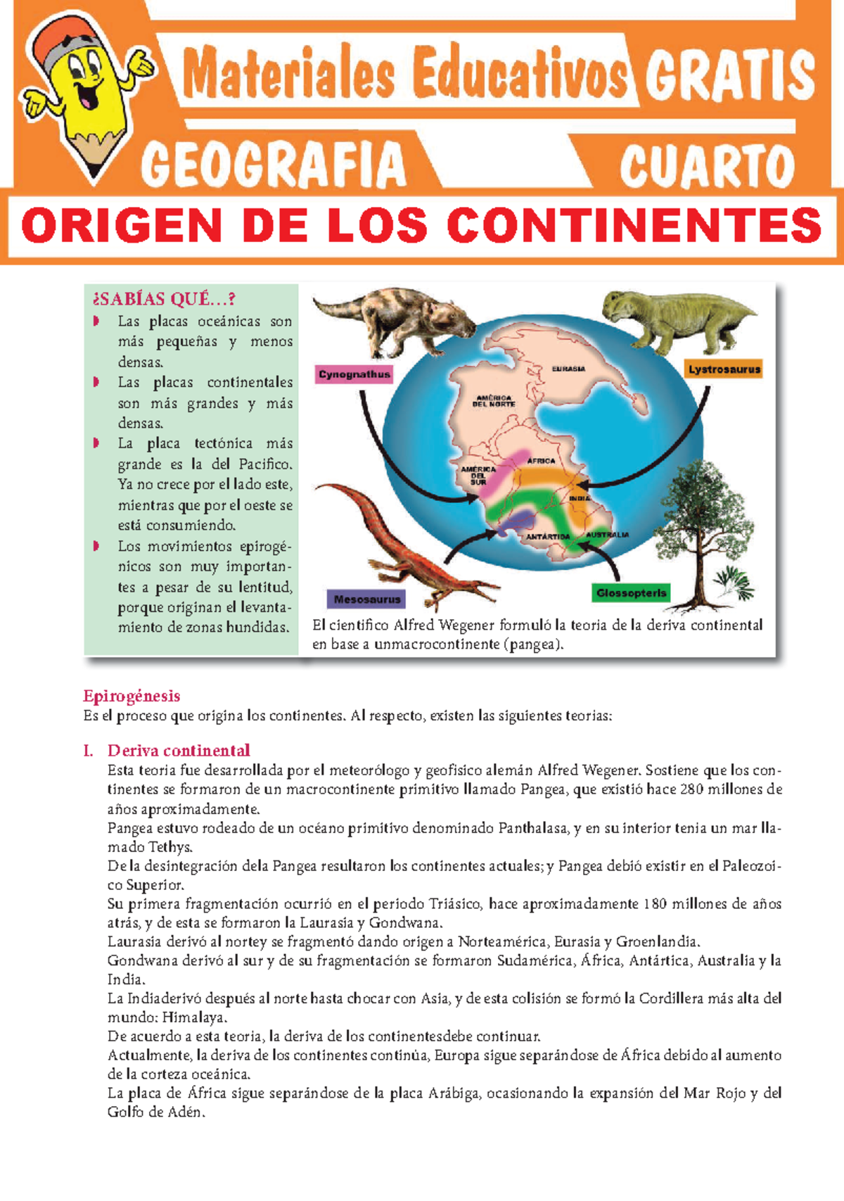 Origen de los Continentes Para Cuarto Grado de Secundaria ...
