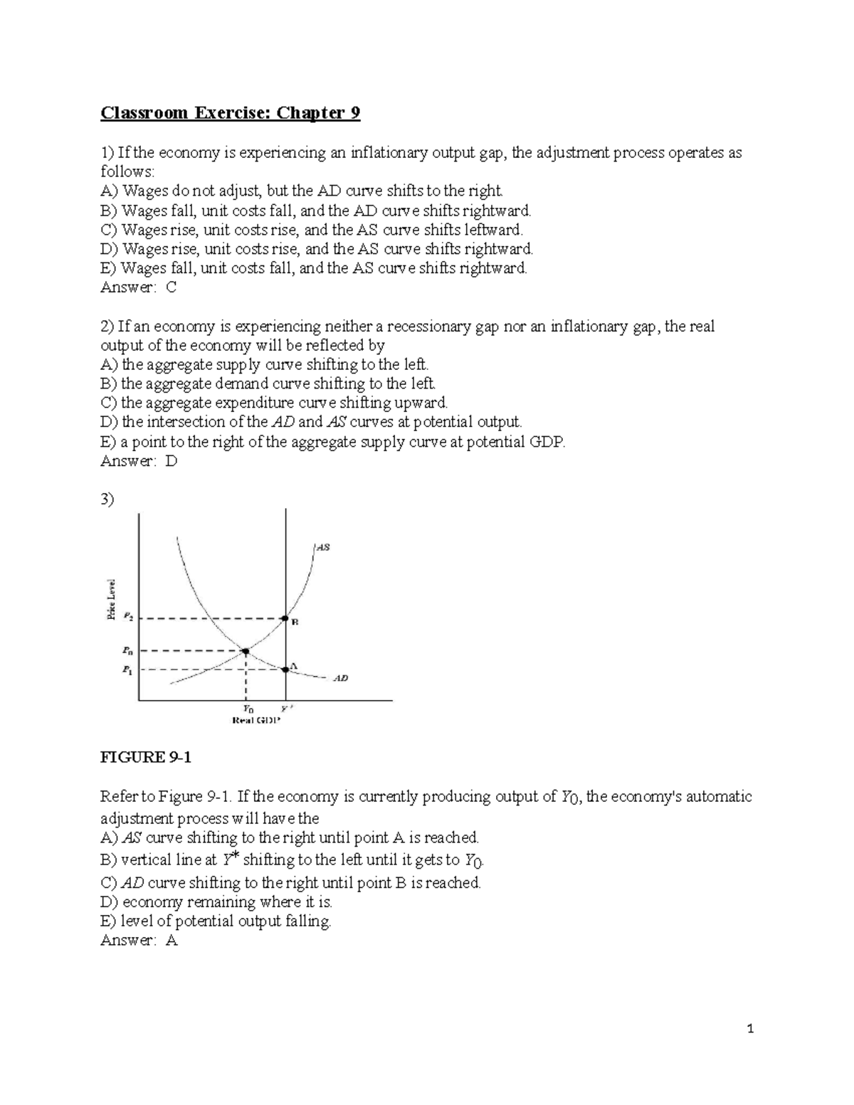 Exercise chapter 9 Key - Practice questions. - Classroom Exercise ...