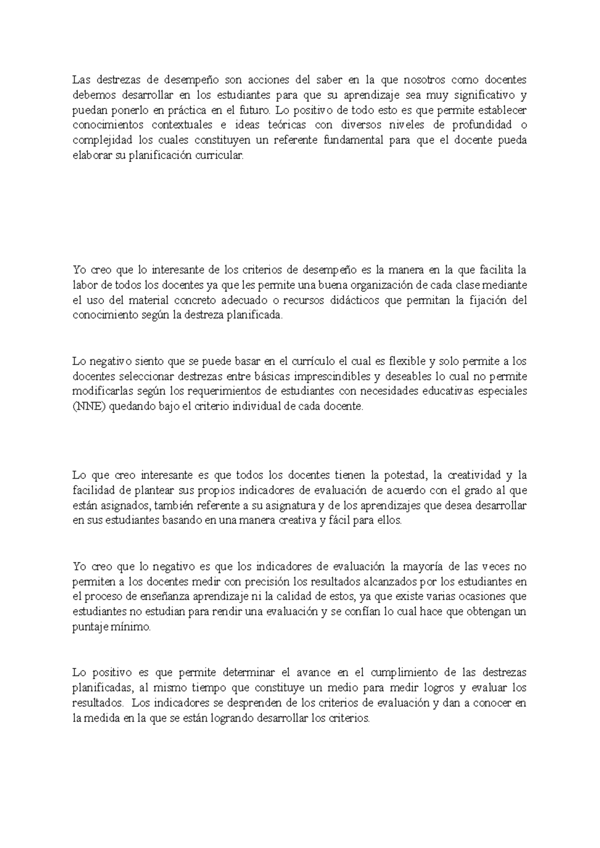 ¿borrador - tarea - Las destrezas de desempeño son acciones del saber ...