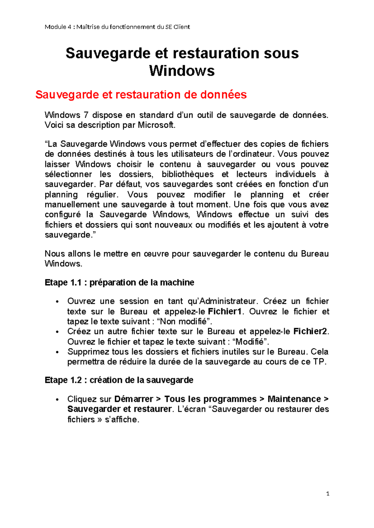 TP - sauvegarde et restauration de données - Sauvegarde et restauration ...