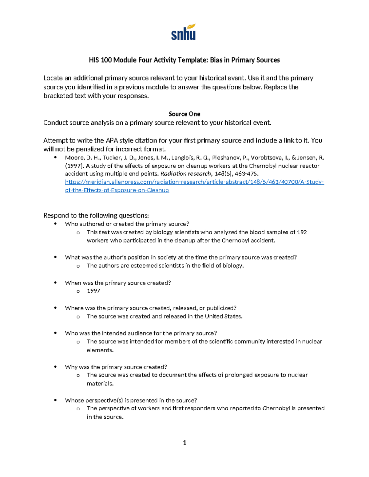 D114 HIS 100 Module Four Activity Narratives. snhu assignment materials ...