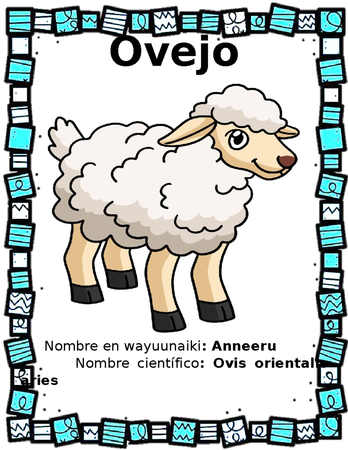 Flascard de animales en Wayuunaiki - Ovejo Nombre en wayuunaiki ...
