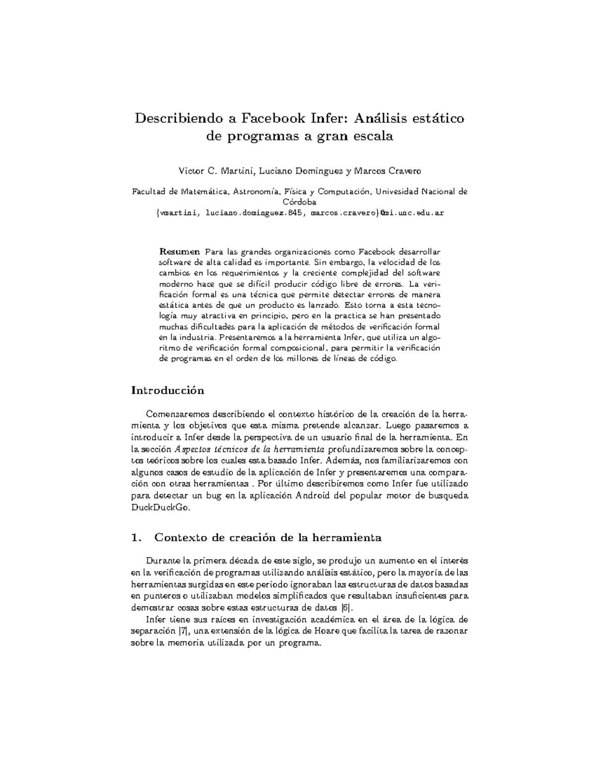 Describiendo a Facebook Infer An lisis est tico de programas a gran escala Final - Describiendo ...