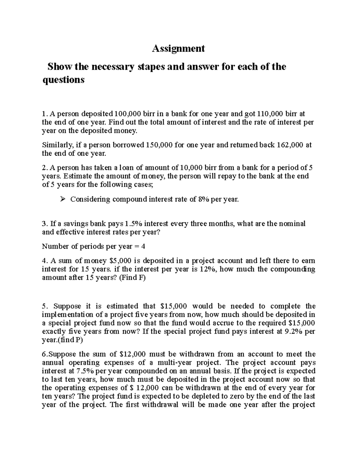 Economics assignment - In the cash flow diagram of Alternative-2, the ...