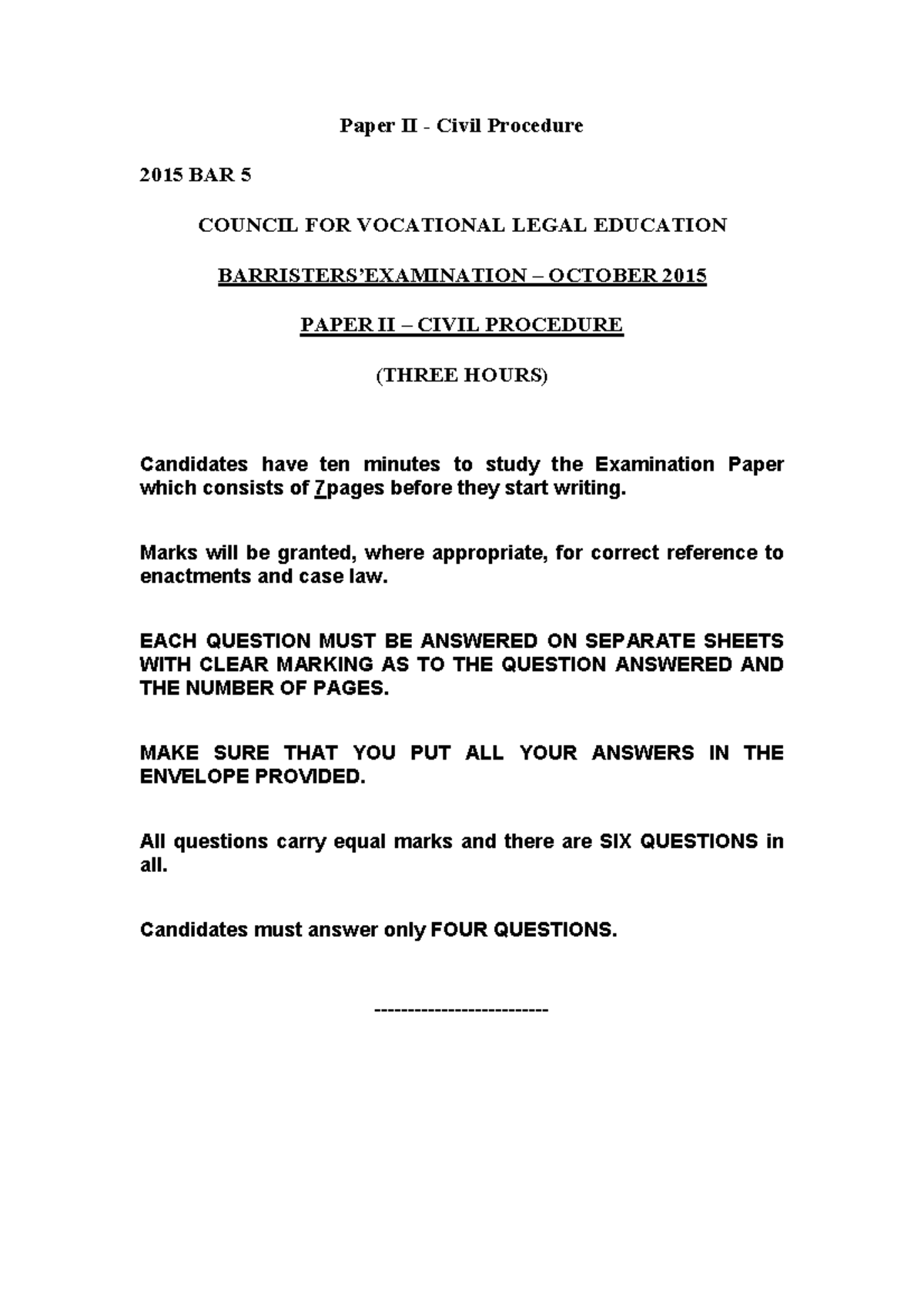 Paper-ii-civil-procedure-2016 0528063955927 2 - Paper II - Civil ...