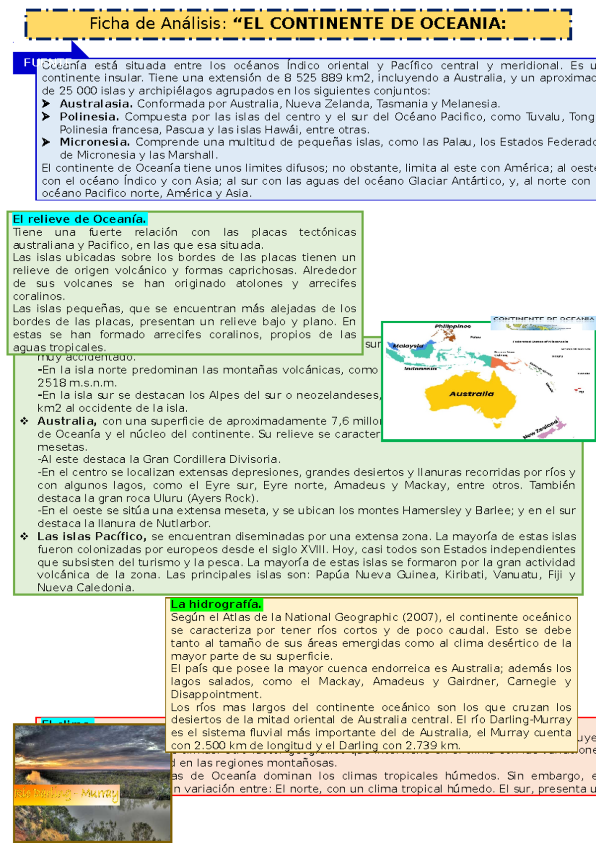 Continente de Oceanía características 2 (10) - Oceanía está situada ...