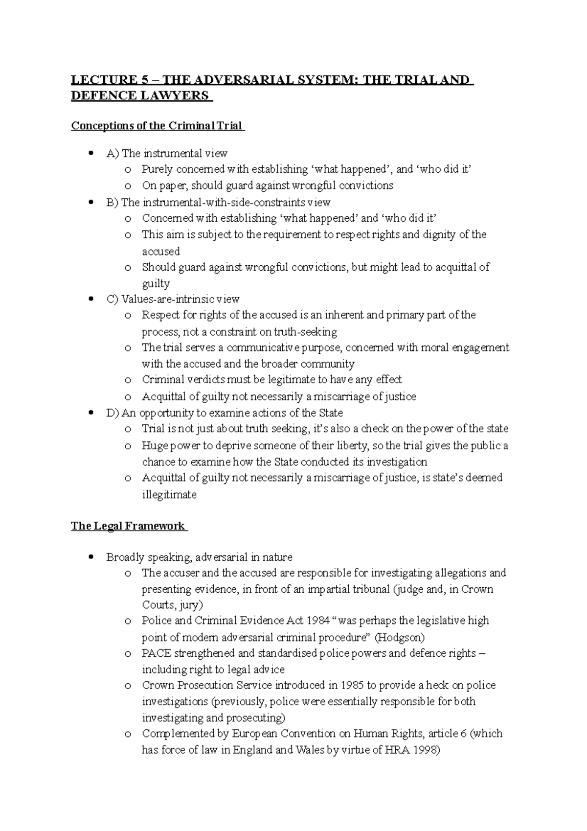 Lecture 5 - adversarial system - LECTURE 5 – THE ADVERSARIAL SYSTEM ...