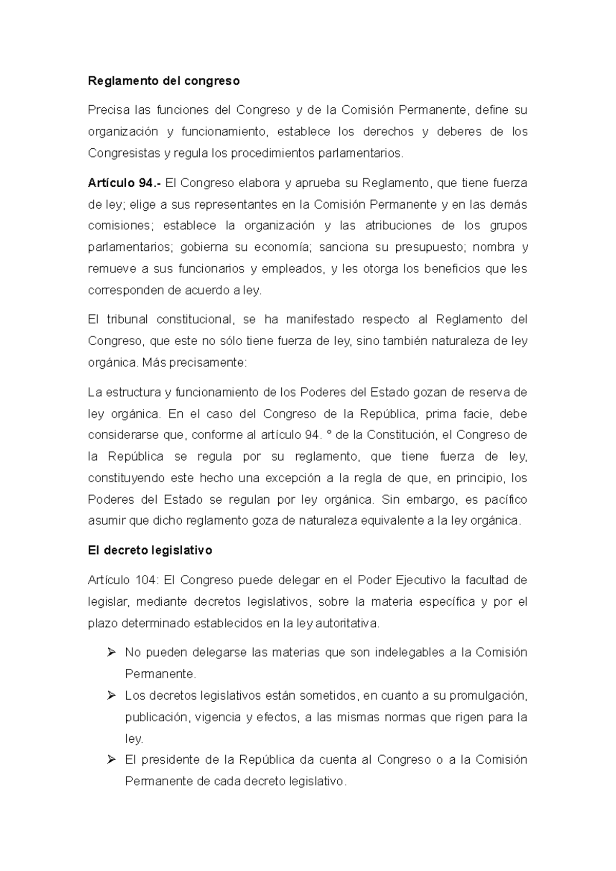 Reglamento del congreso - Reglamento del congreso Precisa las funciones ...