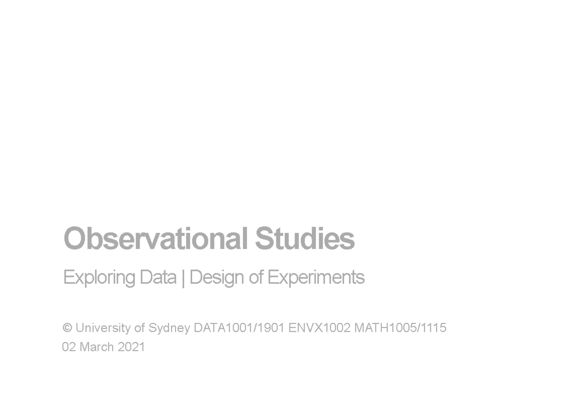 2. Observational Studies - Observational Studies Exploring Data ...