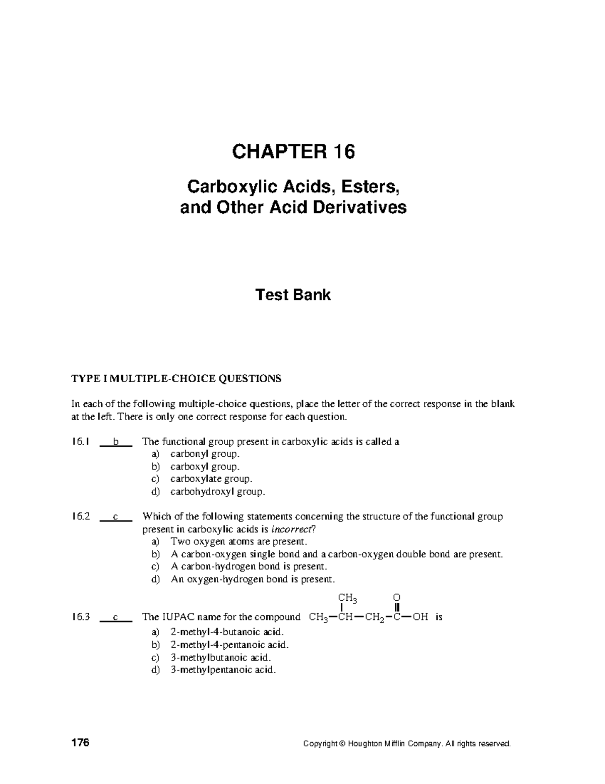 Carboxylic Acids, Esters - CHAPTER 16 Carboxylic Acids, Esters, and ...