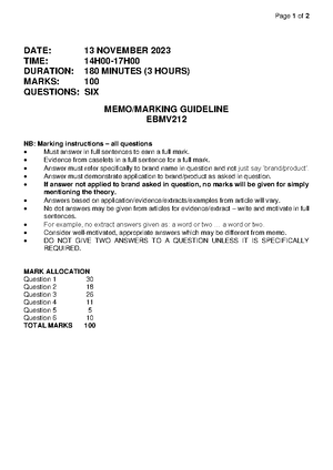 EBM 203 NOV 2018 - question paper - EBM203 - Studocu