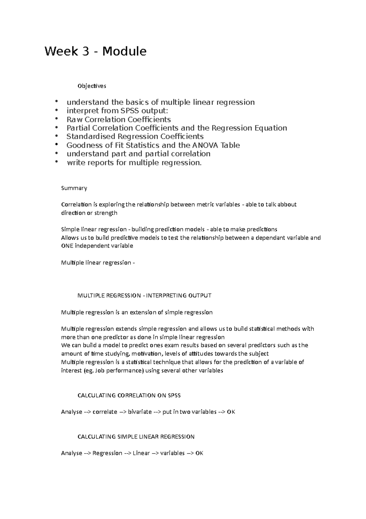 STA2000 6 - Module 3 - notes - Week 3 - Module Objectives understand ...