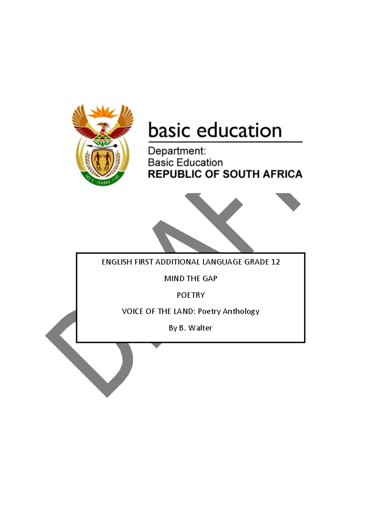 English FAL Poetry 230412 175333 - ENGLISH FIRST ADDITIONAL LANGUAGE ...