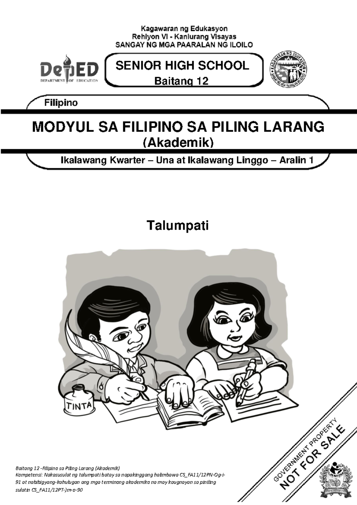 Fil12 Akad Q2 W1 W2 Aral 1 - Baitang 12 Senior High School MODYUL SA ...
