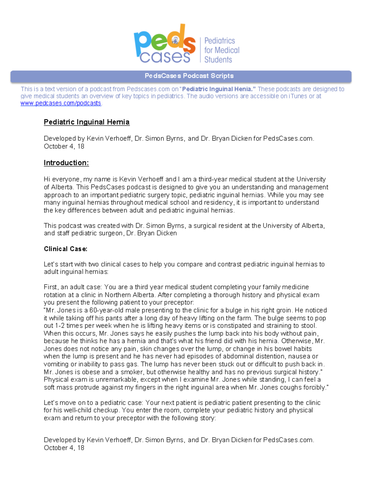 Pediatric Inguinal Hernia - Developed by Kevin Verhoeff, Dr. Simon ...