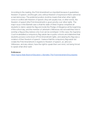 State your case #4 - weekly disscussion board post - Does the First ...