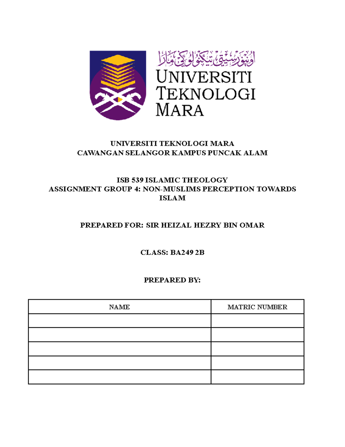 ISB539 Group Assignment - UNIVERSITI TEKNOLOGI MARA CAWANGAN SELANGOR ...
