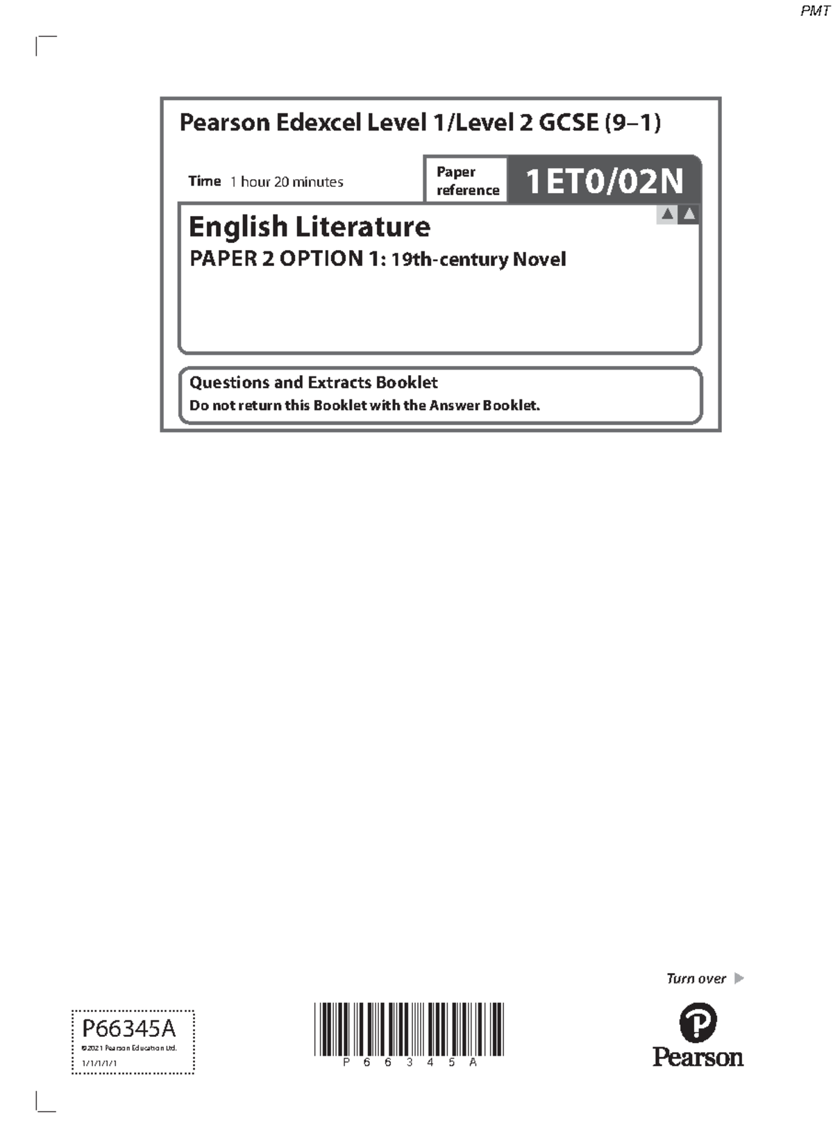 June 2021 QP - Paper 2N Edexcel English Literature GCSE - Turn over ...