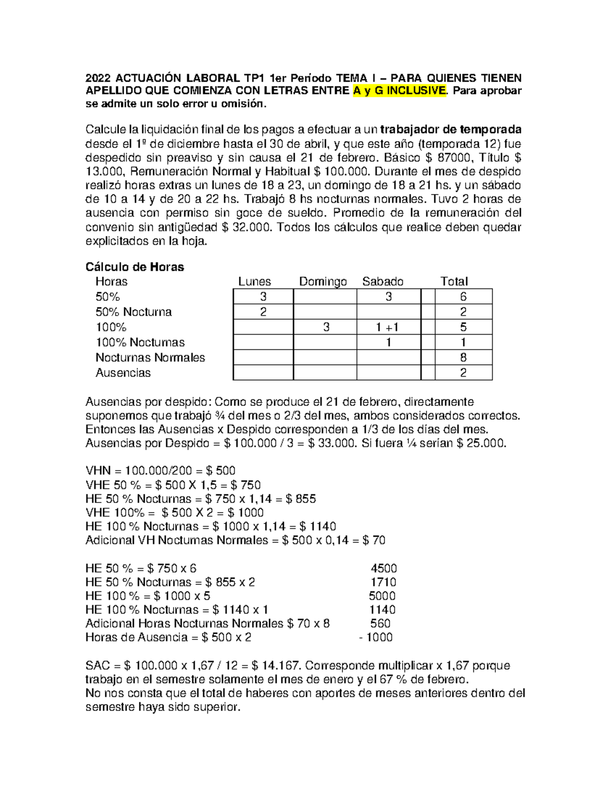2022 Resolucion TP1 - 2022 ACTUACIÓN LABORAL TP1 1er Período TEMA I – PARA QUIENES TIENEN ...