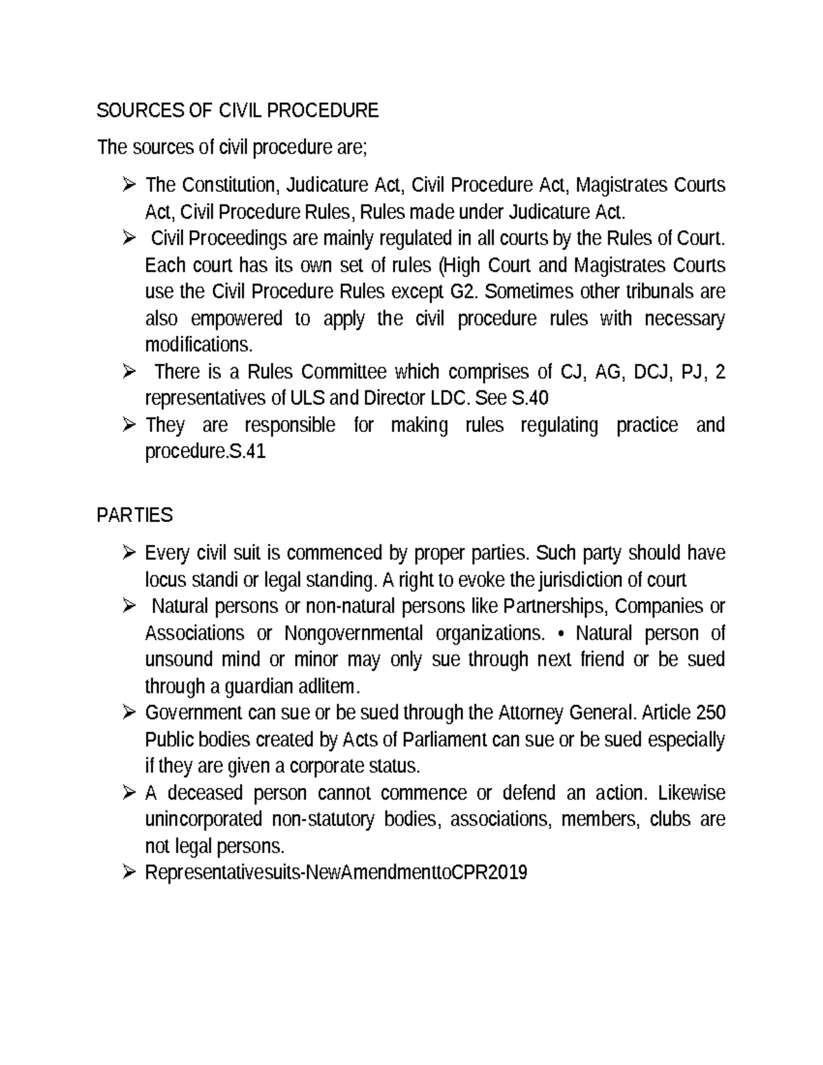 Sources AND Parties OF Civil Procedure - SOURCES OF CIVIL PROCEDURE The ...
