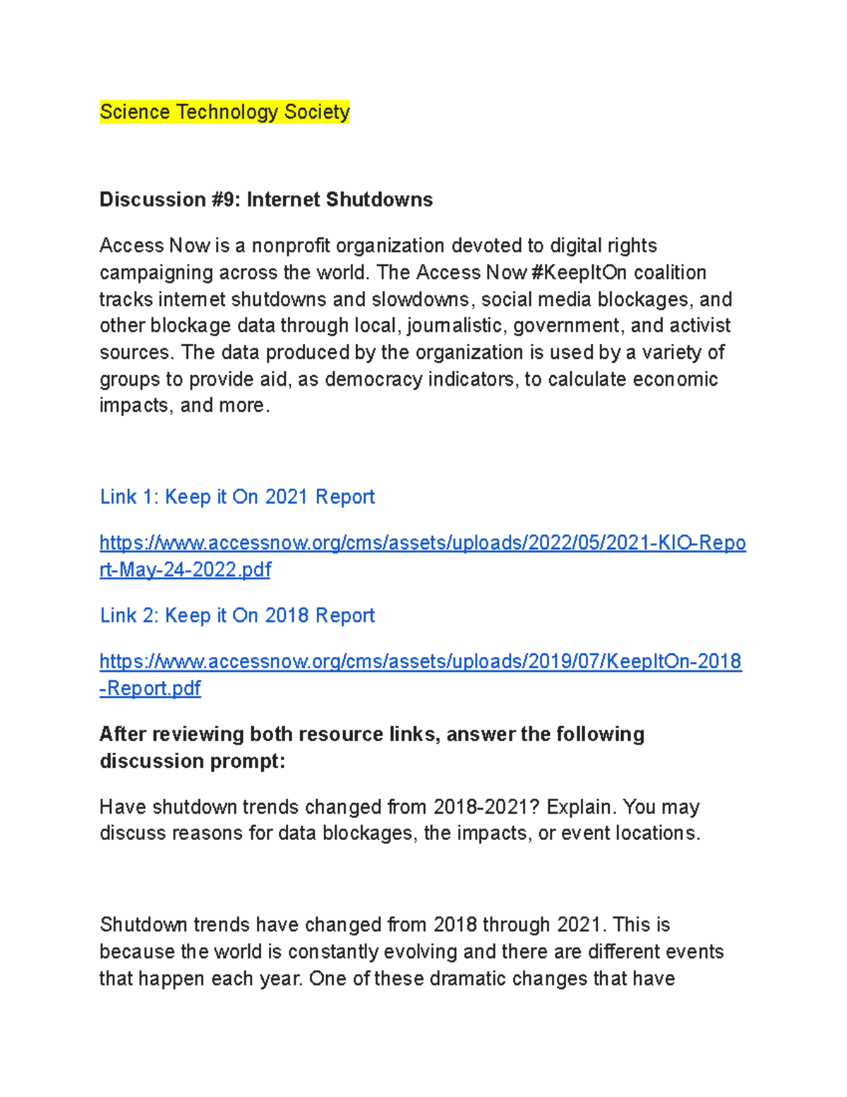 Science Technology Society (Two Discussions) - Science Technology ...