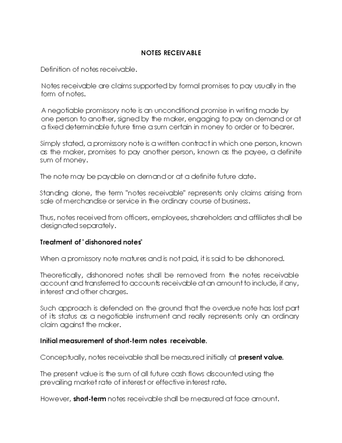 Notes Receivable Downloadable 0 - NOTES RECEIVABLE Definition of notes ...