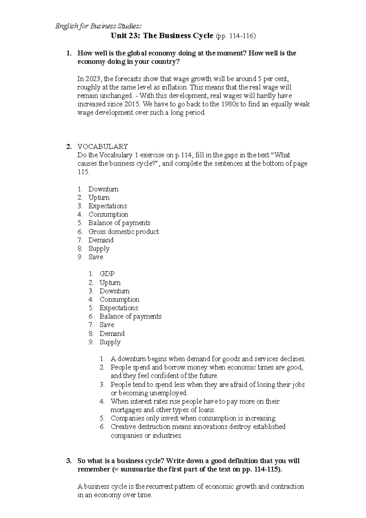 Efbs unit 23..... - English for Business Studies: Unit 23: The Business ...