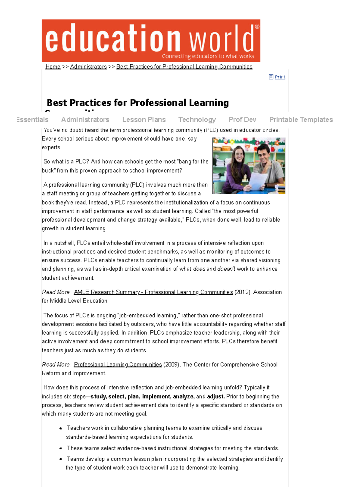 Best Practices for Professional Learning Communities Education World ...