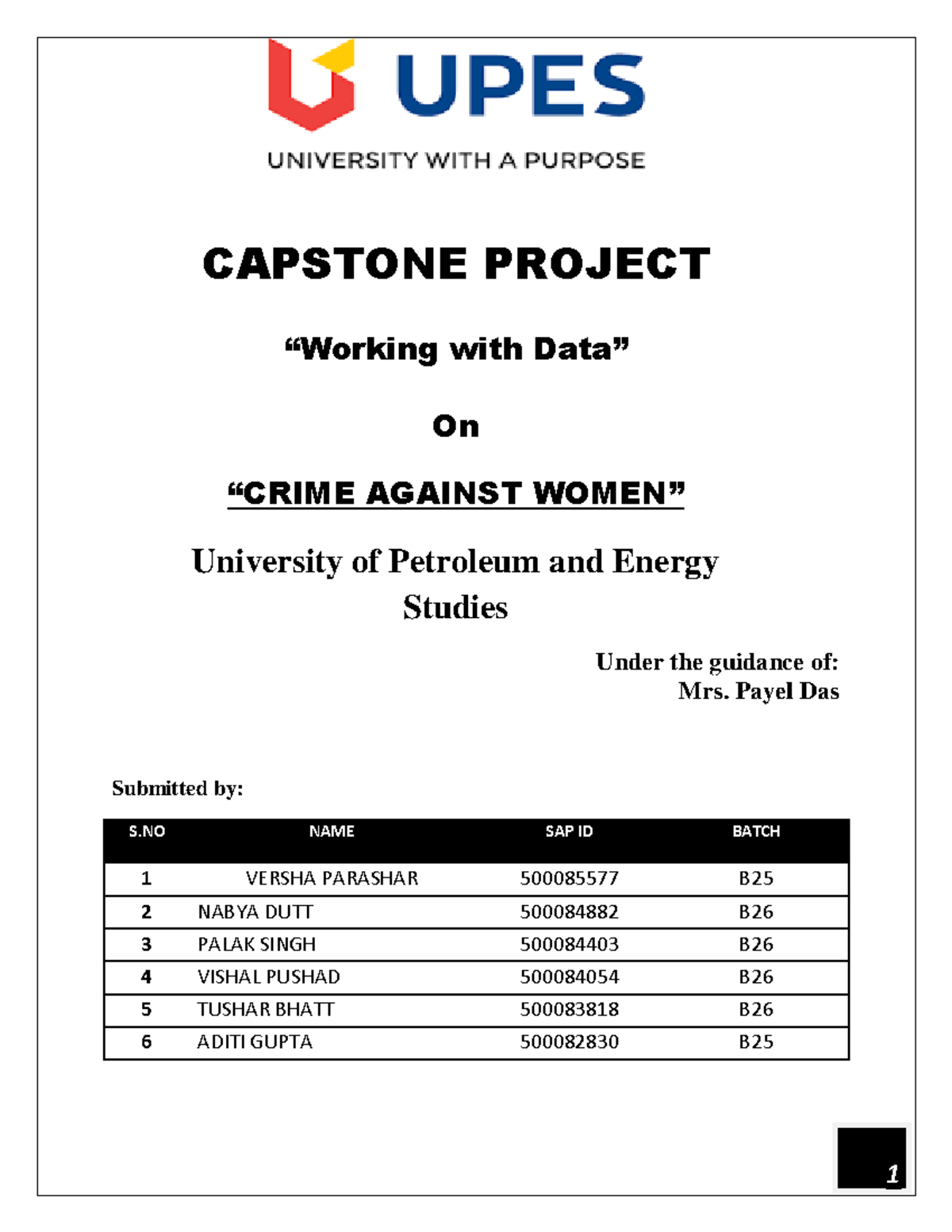 WWD Project 1 - Working with Data - CAPSTONE PROJECT “Working with Data” On “CRIME AGAINST WOMEN ...
