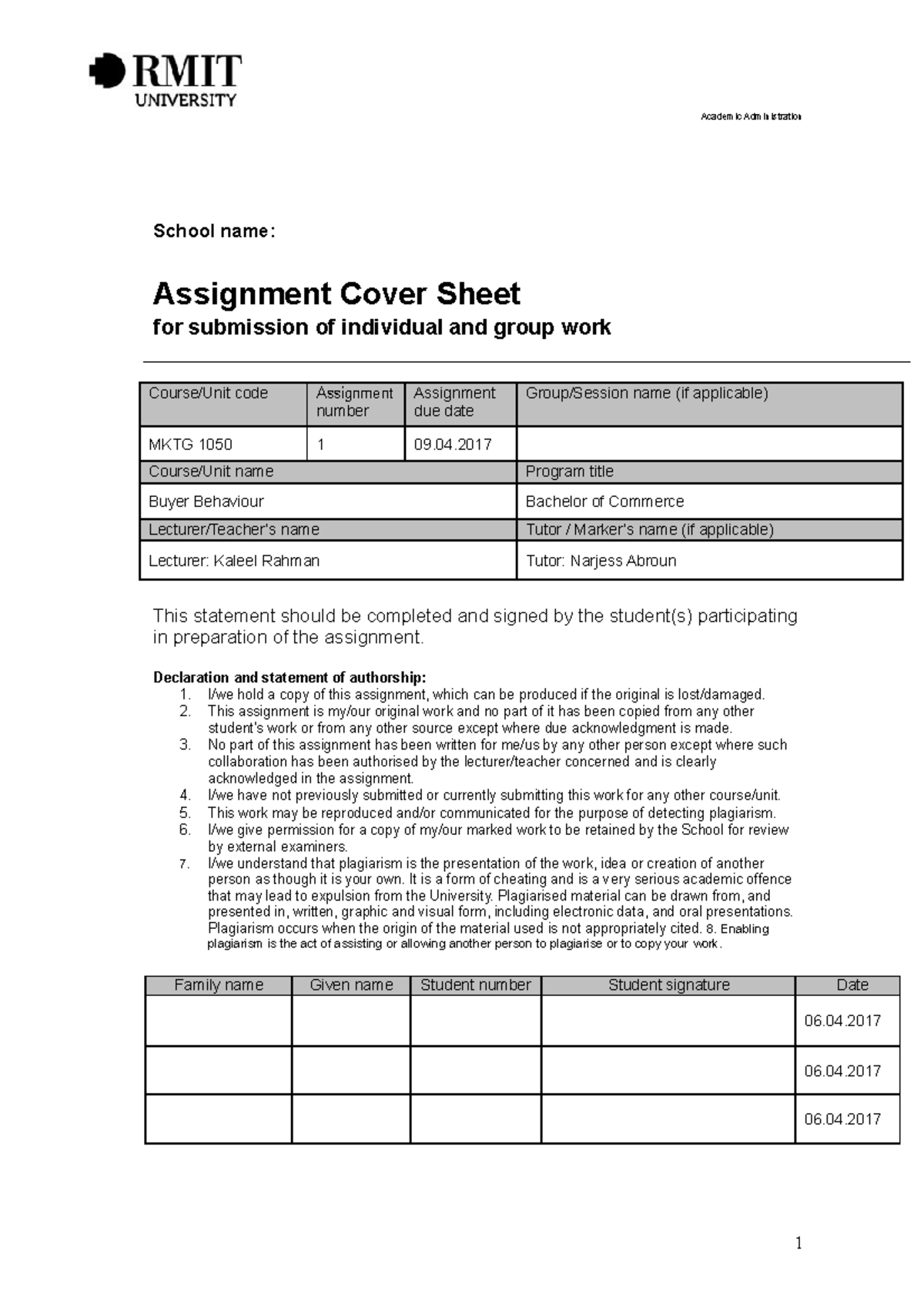 Background Research Report Sample 1-2 - 1 Academic Administration ...
