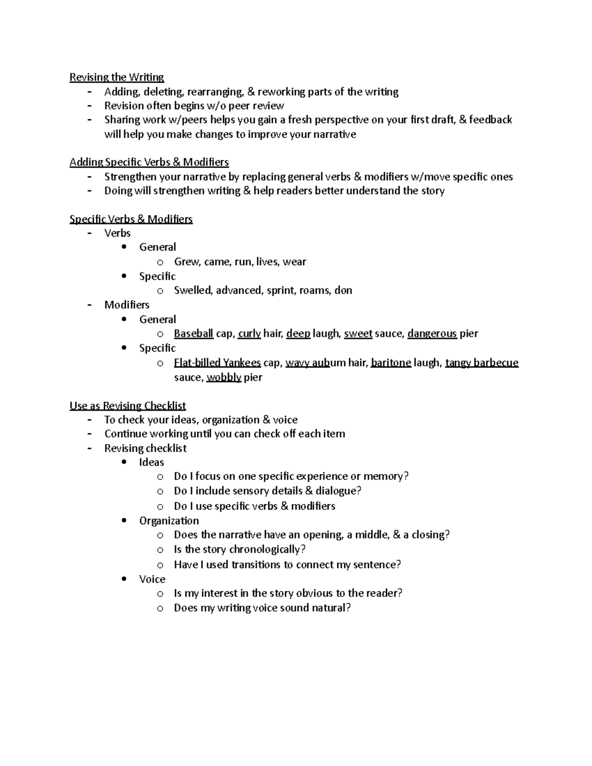 Revising the Writing - Studocu