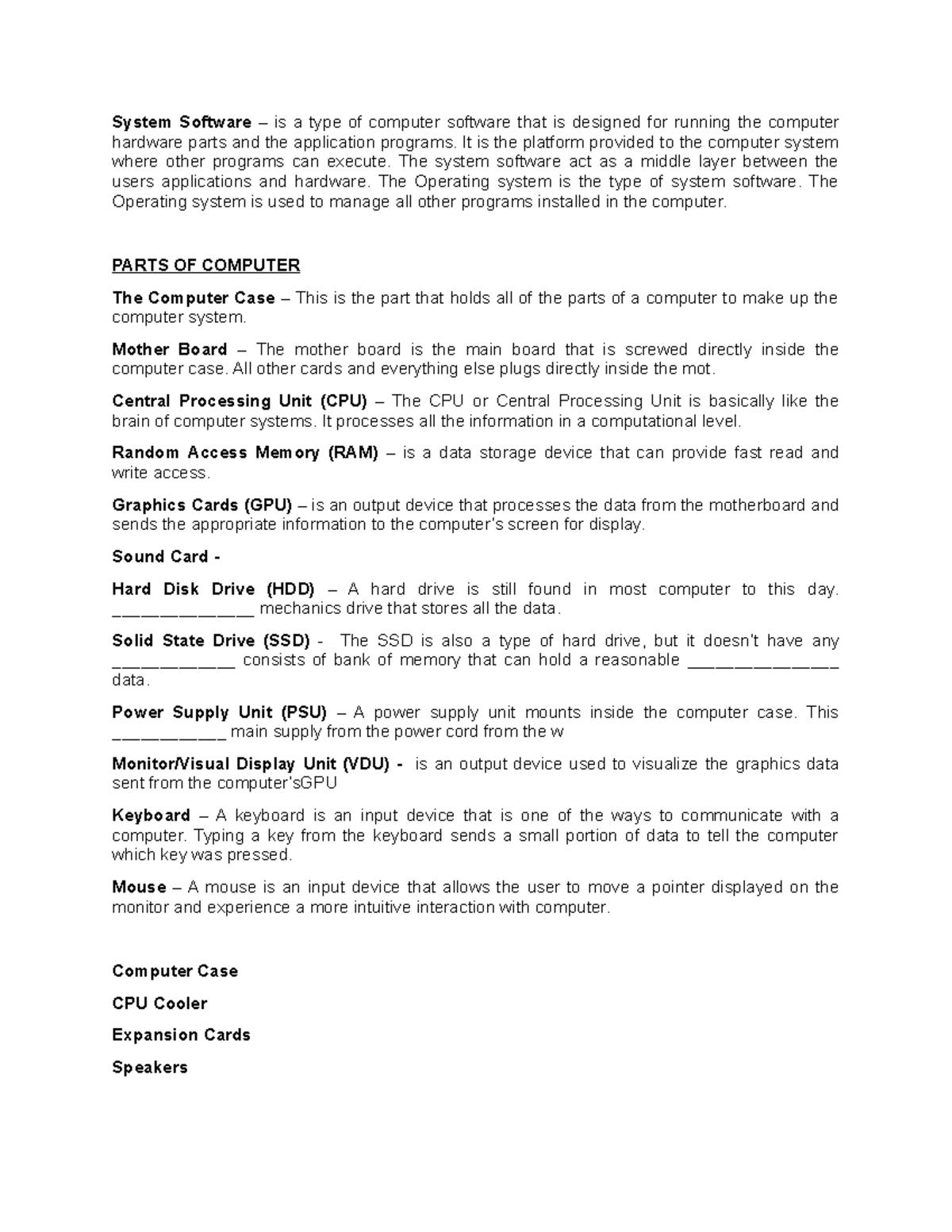 ICT Reviewer - just my personal handouts - System Software – is a type ...