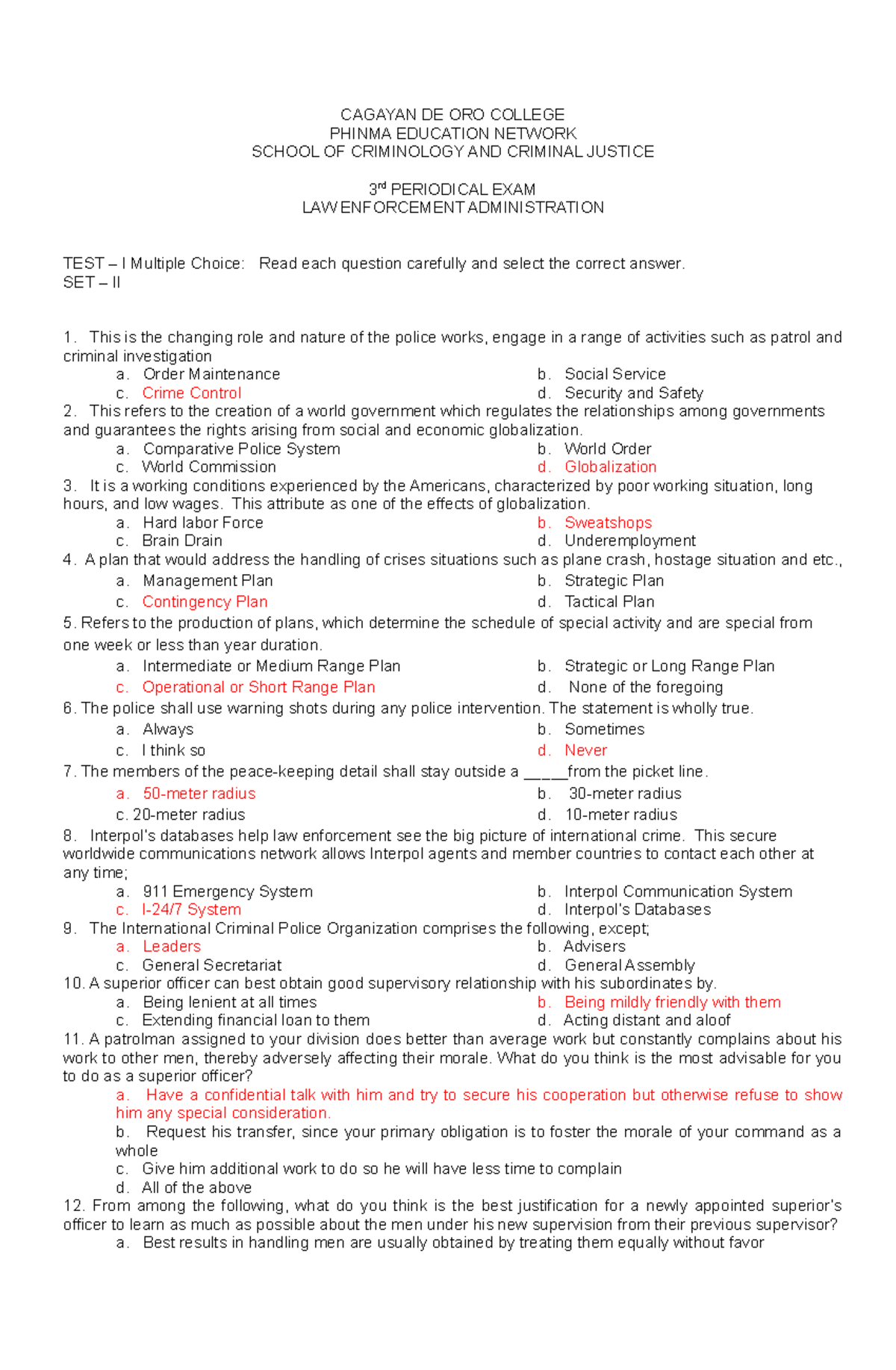 3RD Periodical EXAM - LEA - SET II 2 - CAGAYAN DE ORO COLLEGE PHINMA ...