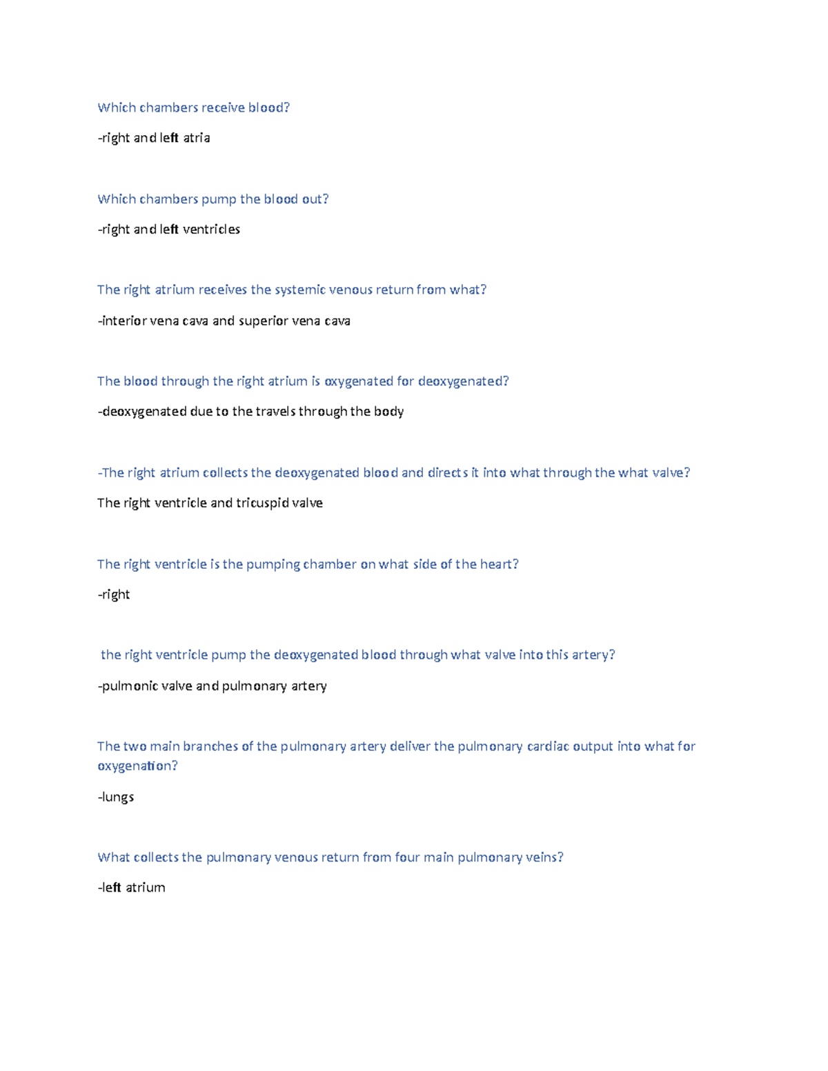 cardiovascular concept lap shadow health answers - Which chambers ...