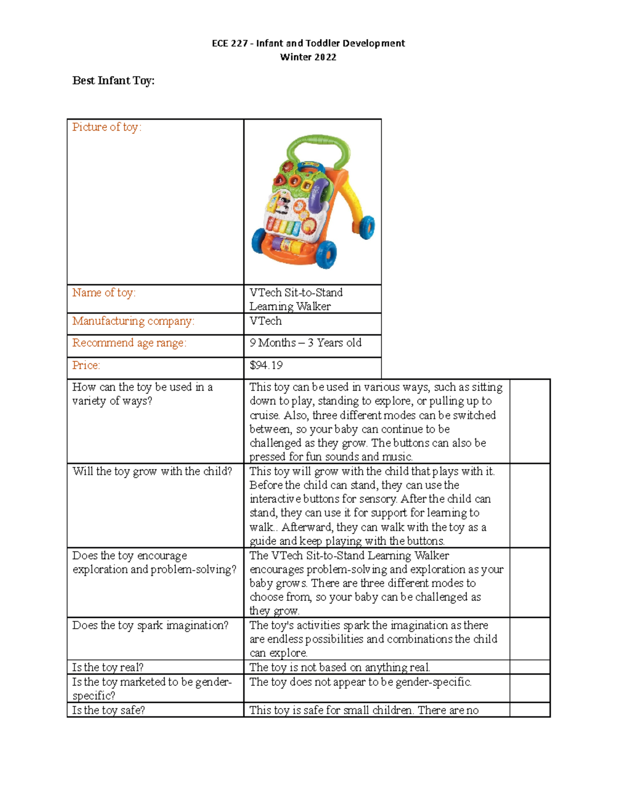 Toy Assignment Charts - Winter 2022 Best Infant Toy: Picture of toy ...