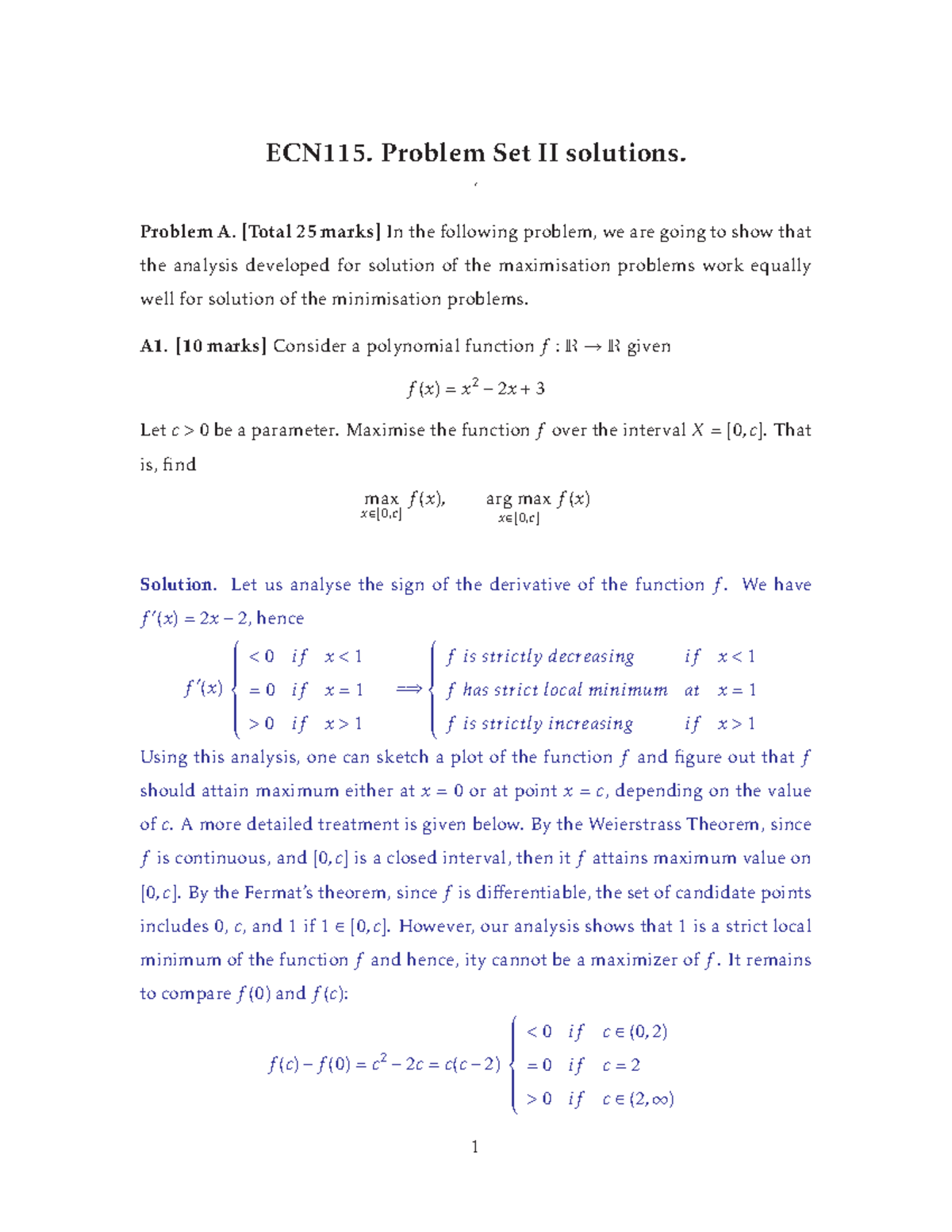 ECN115 Problem Set II 2023 Solutions - ECN115. Problem Set II solutions. ‘ Problem A. [Total 25 ...