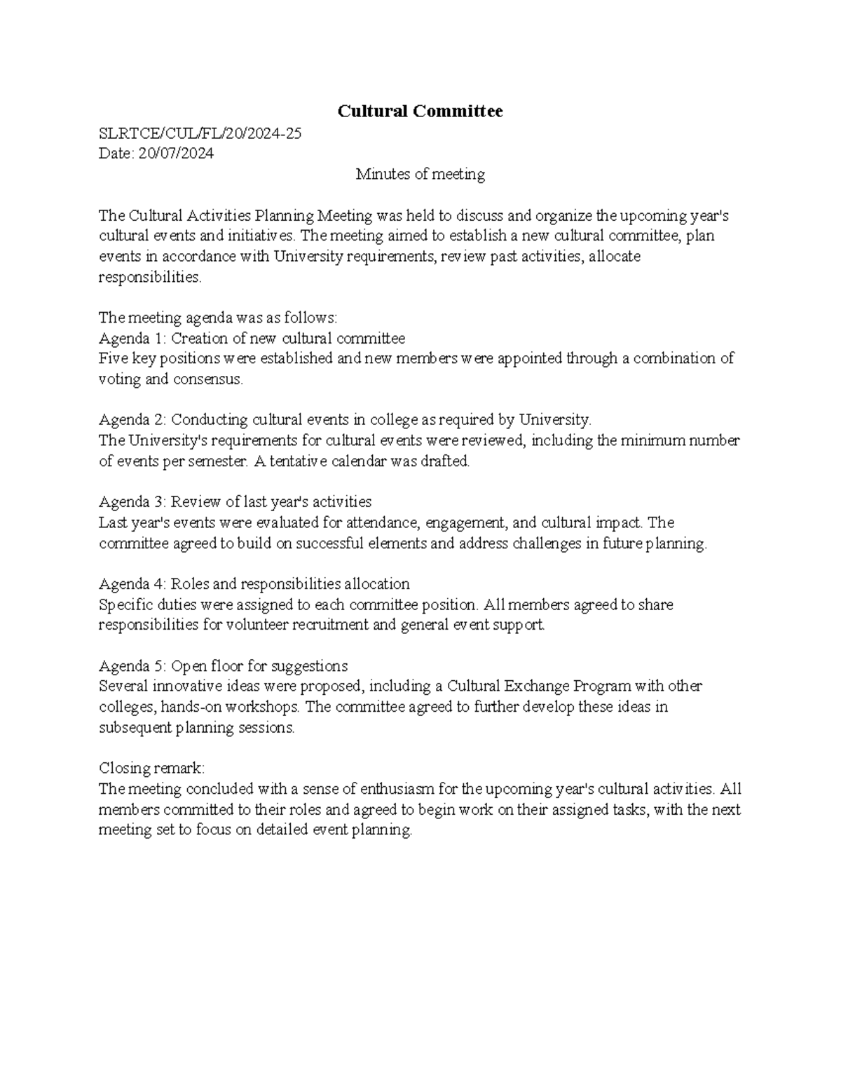 Cultural Committee - Imp - Cultural Committee SLRTCE/CUL/FL/20/2024 ...
