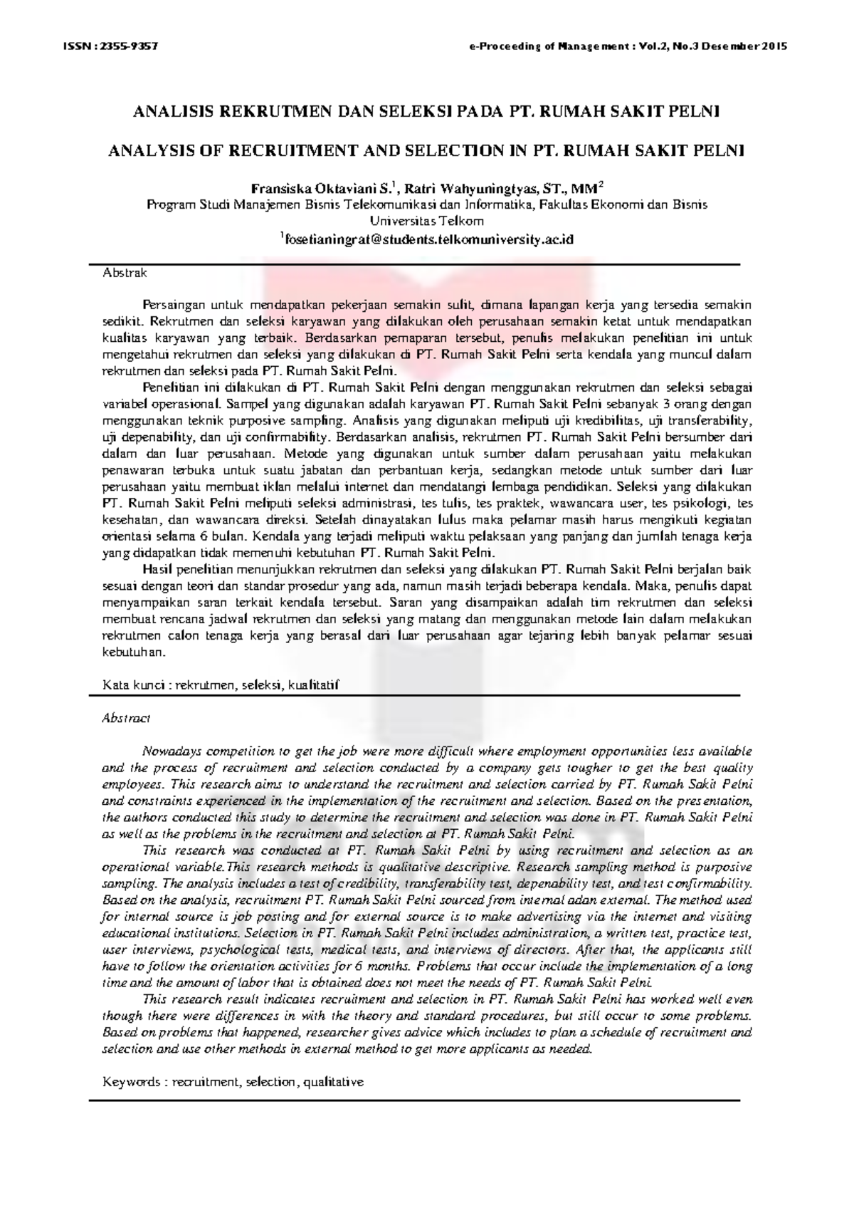 UEU Undergraduate 16865 Lampiran - ISSN : 2355-9357 e-Proceeding of Management : Vol, No ...