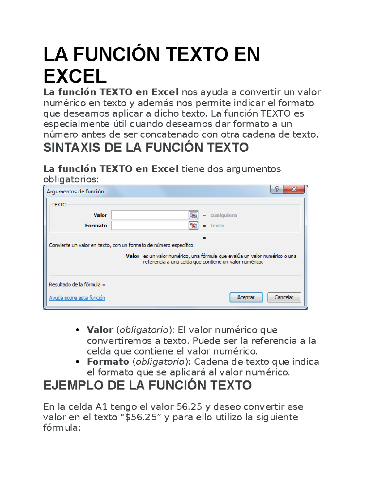 LA Función Texto EN Excel - LA FUNCIÓN TEXTO EN EXCEL La función TEXTO ...