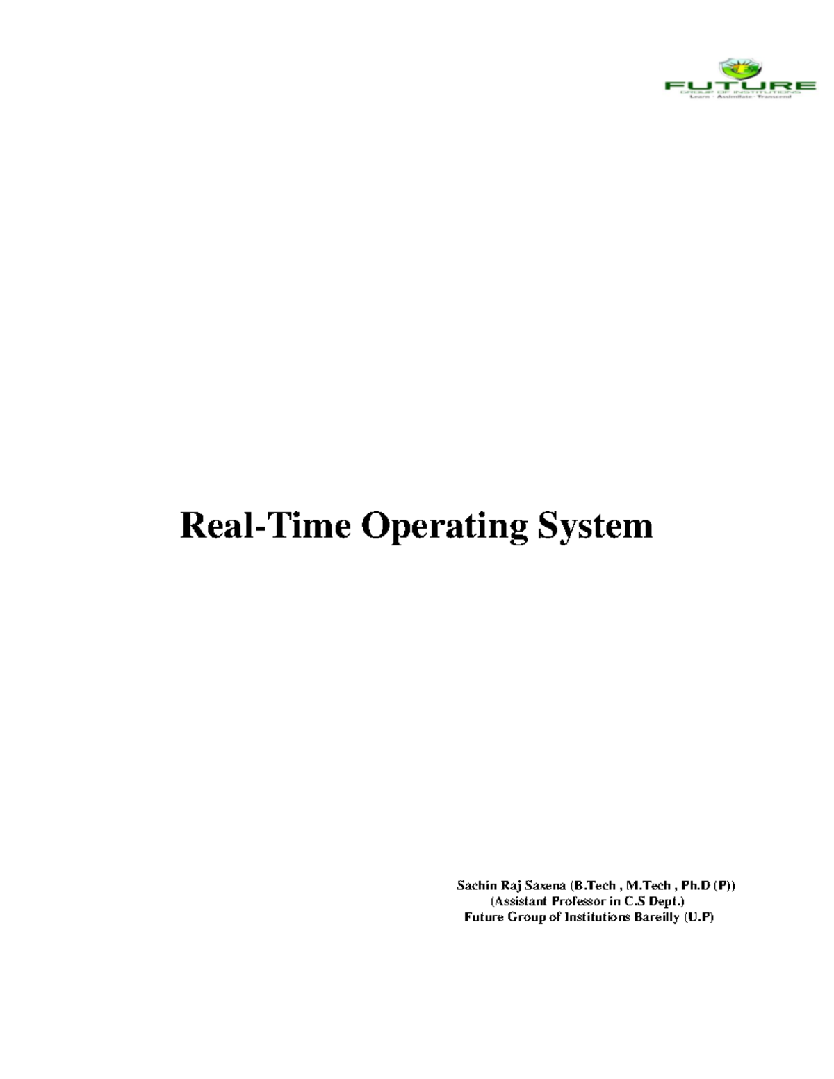 REAL TIME System Notes 25 April 2024 - Real-Time Operating System ...