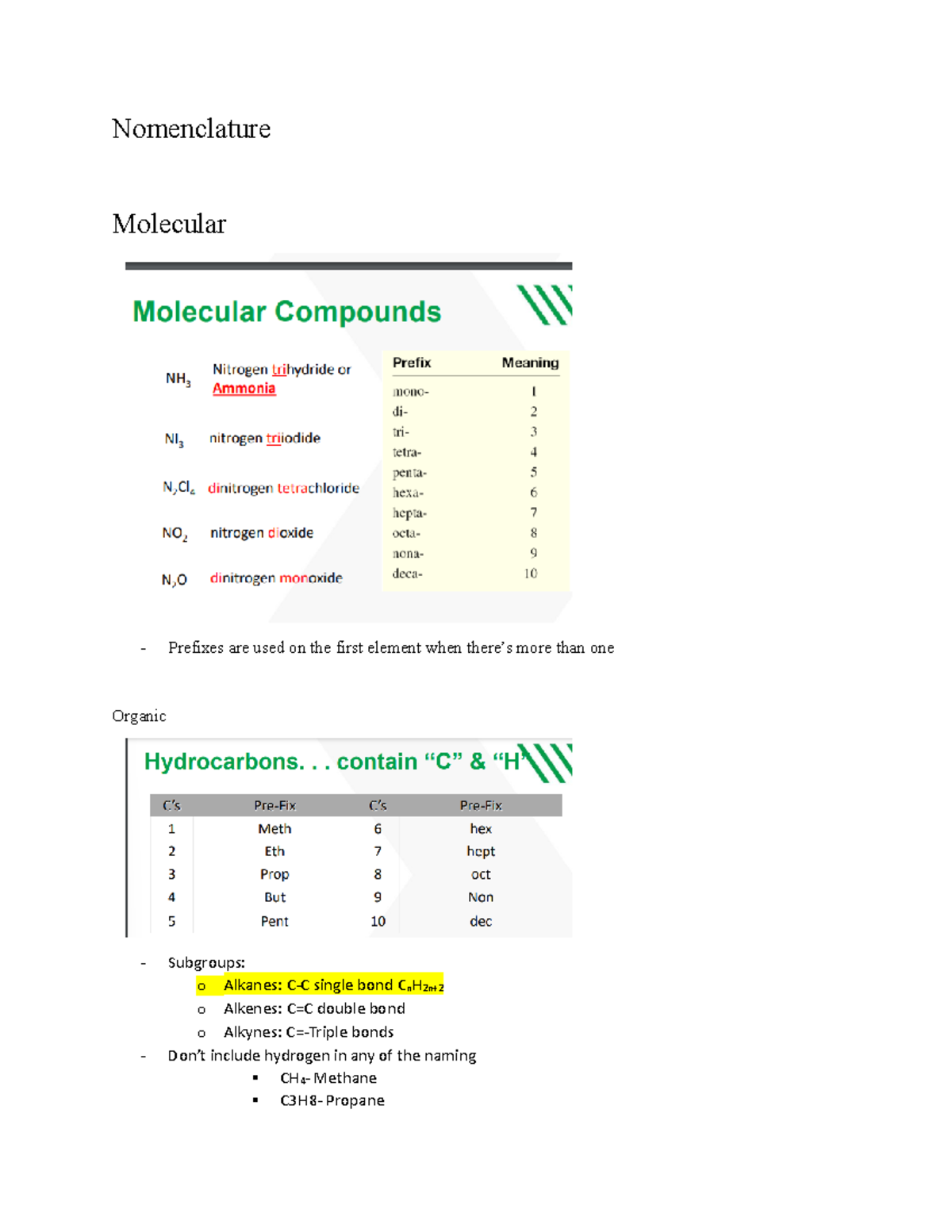 Chem- Nomenclature - Michael Whitney - Nomenclature Molecular Prefixes ...