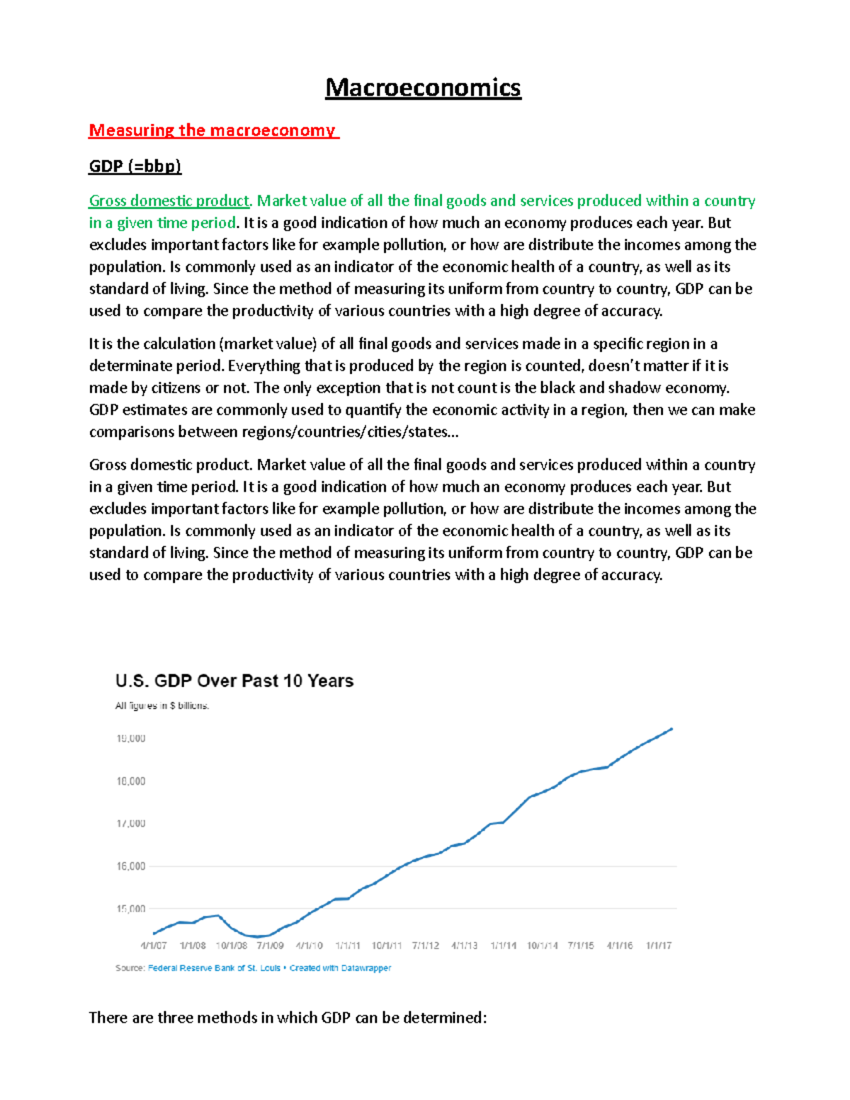 Macro economics - Macroeconomics Measuring the macroeconomy GDP Gross ...