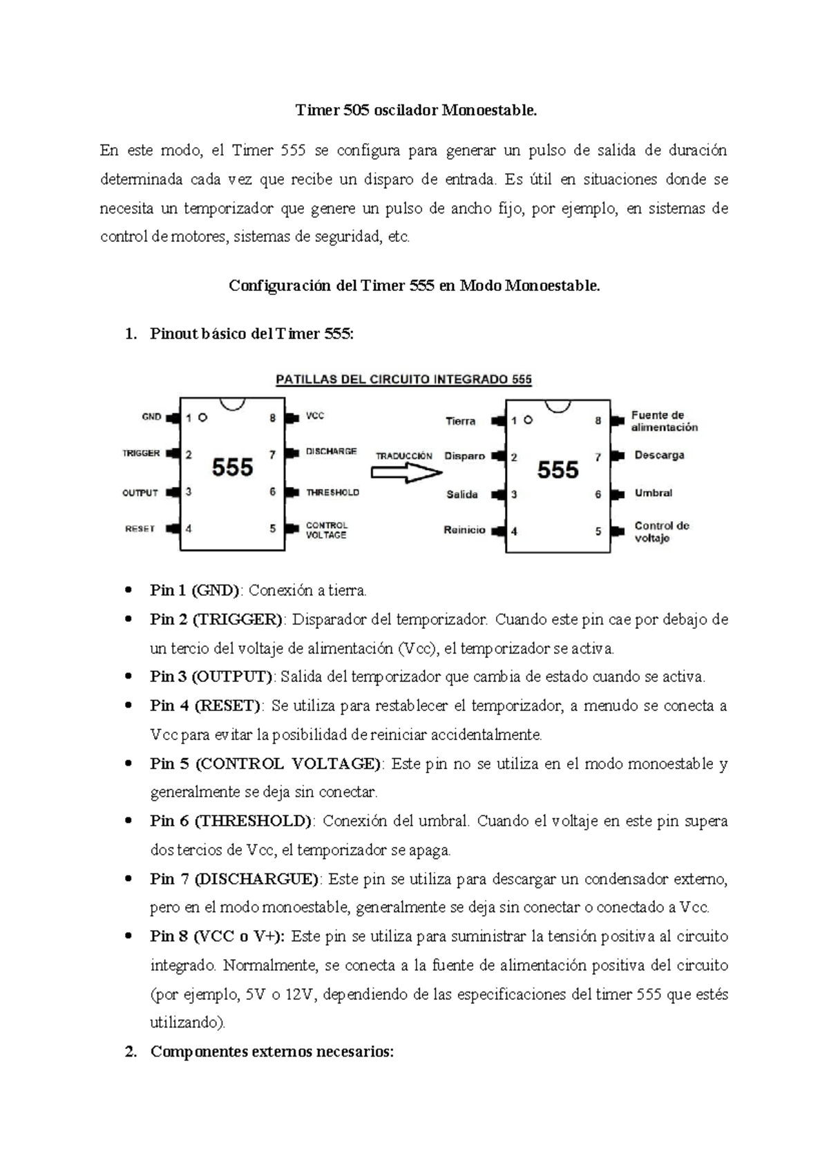 Timer 505 oscilador mono - Timer 505 oscilador Monoestable. En este ...