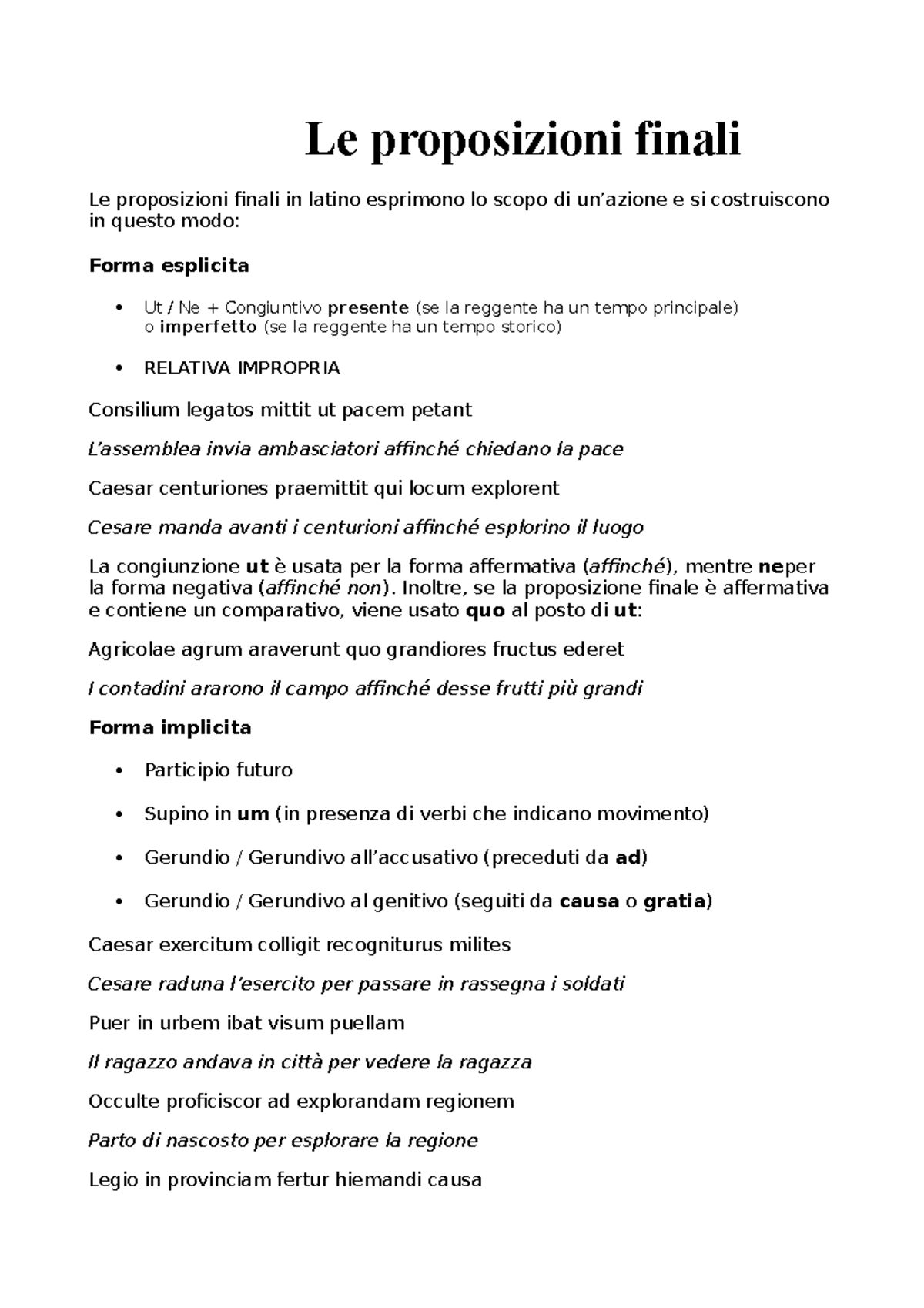 Proposizioni latine inf+finali+consec - Le proposizioni finali Le ...