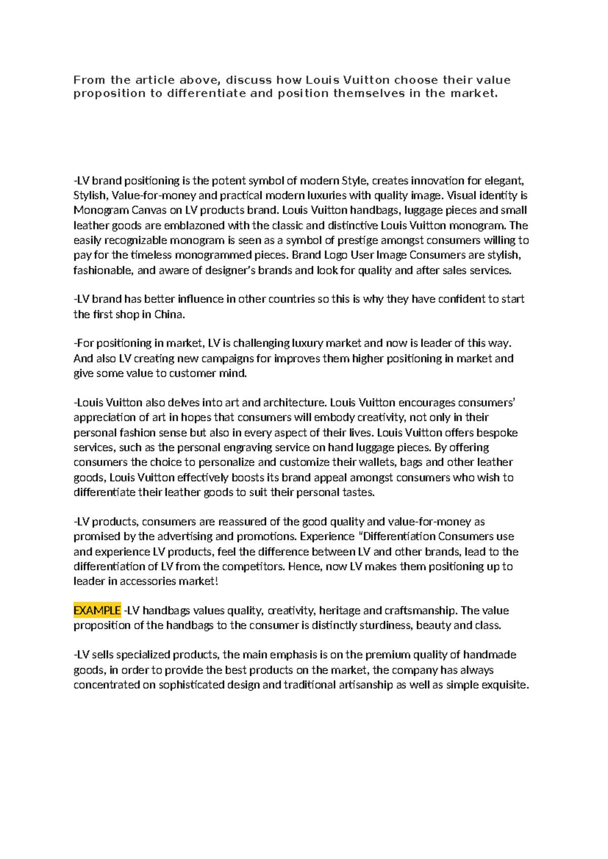 LV - ddeee - From the article above, discuss how Louis Vuitton choose ...