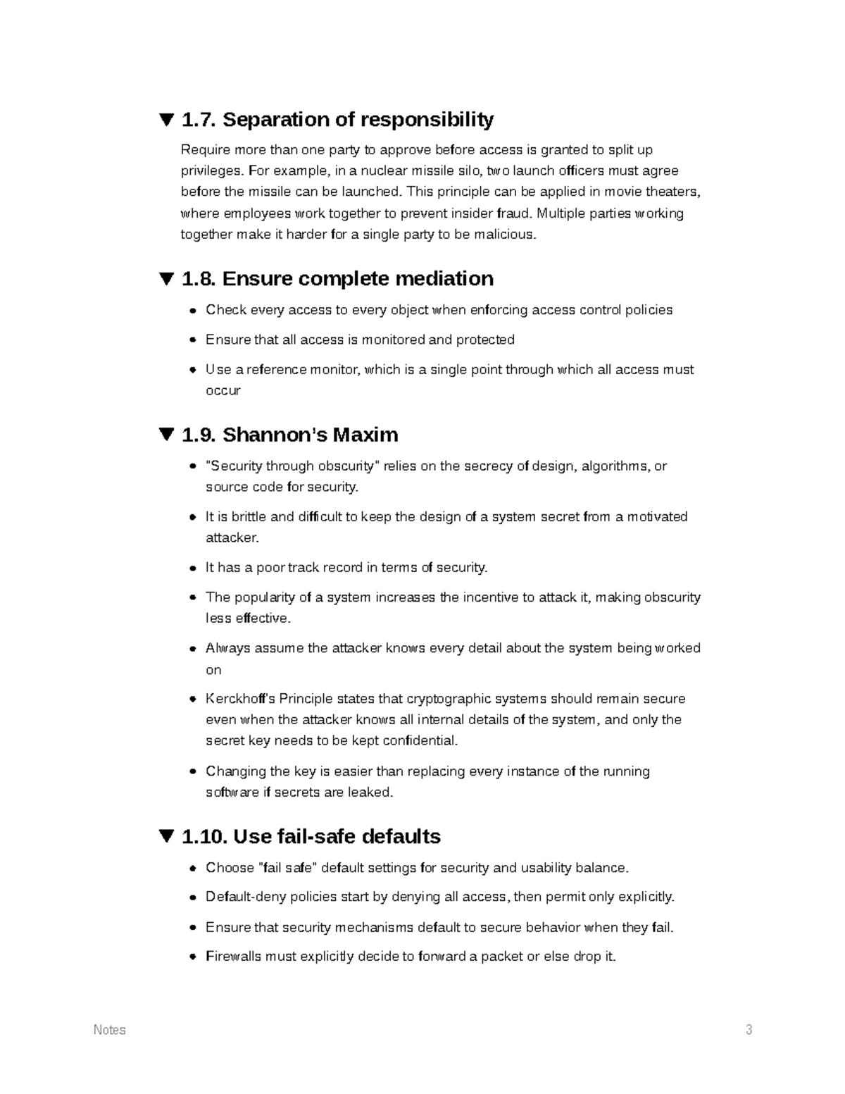 CS161 Notes 3 - Notes 3 1. Separation of responsibility Require more ...