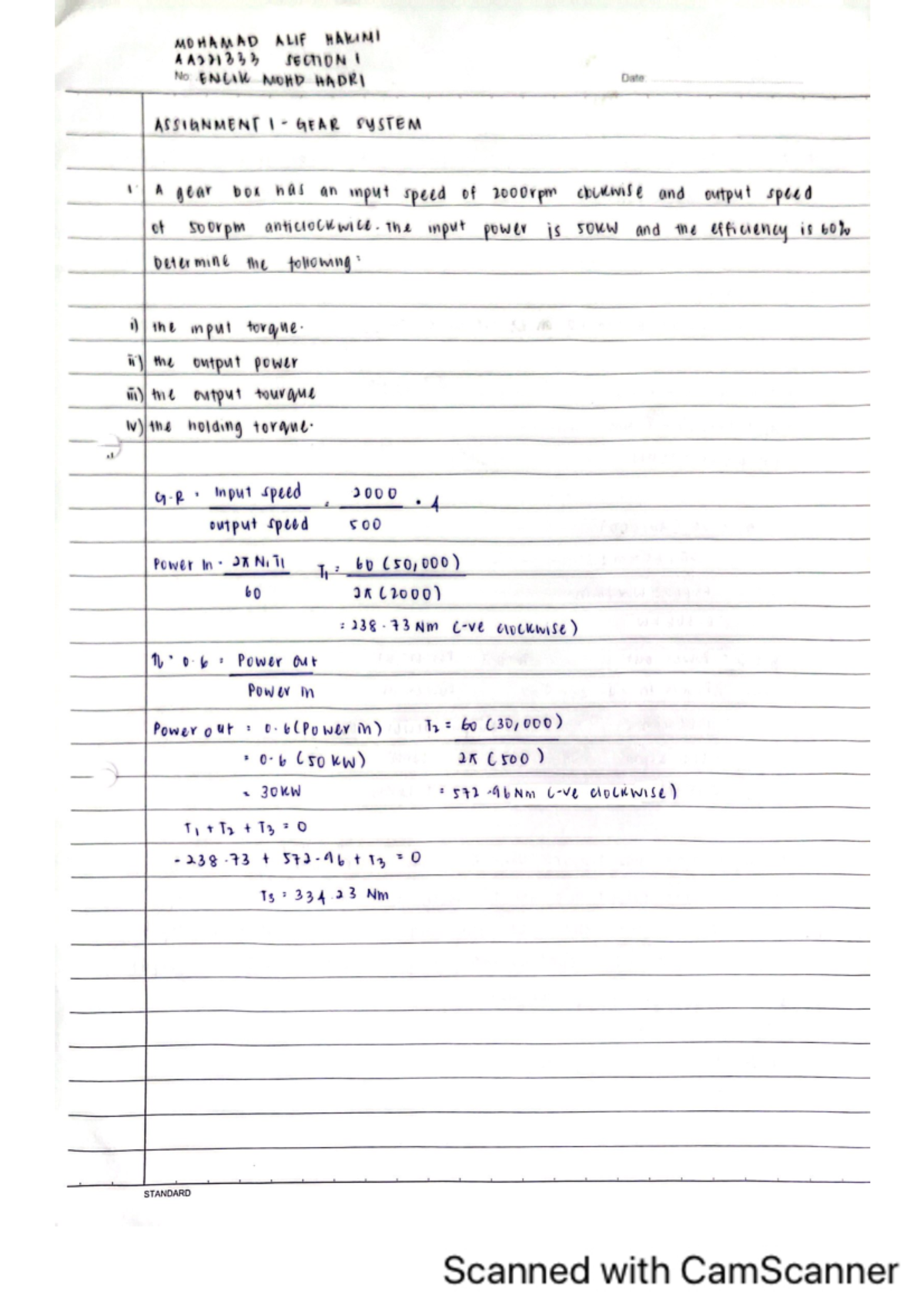 Assignment Mech of Machine - Mechanical Engineering - Studocu