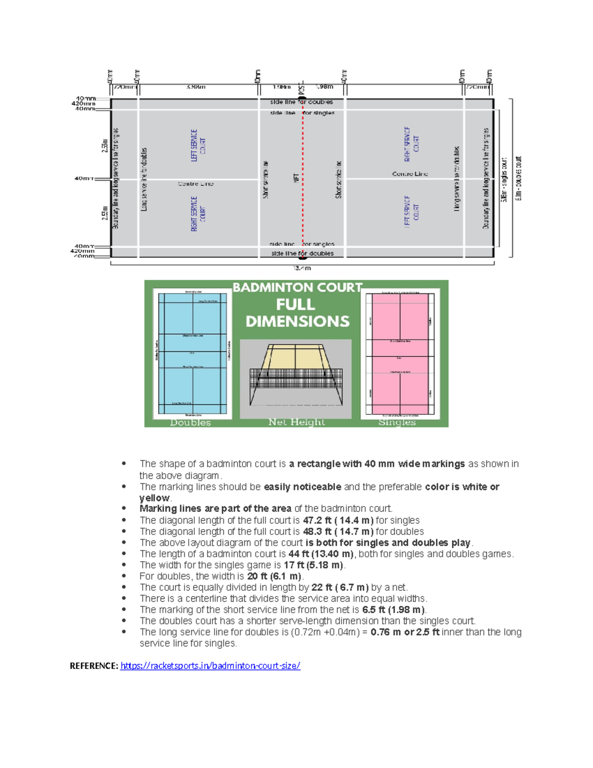 Badminton Court SIZE - eee - The shape of a badminton court is a ...